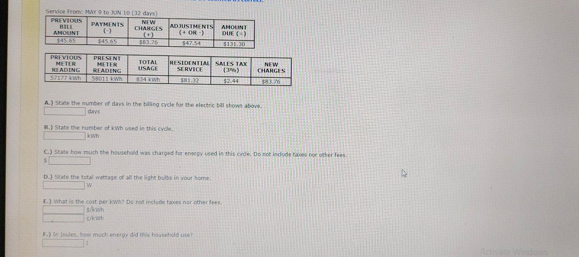 Solved B.) State the number of kWh used in this cycle. kWh | Chegg.com