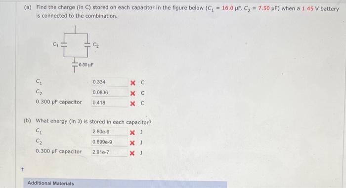 Solved (a) Find the charge (in C) stored on each capacitor | Chegg.com