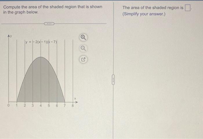 Solved Compute the area of the shaded region that is shown | Chegg.com
