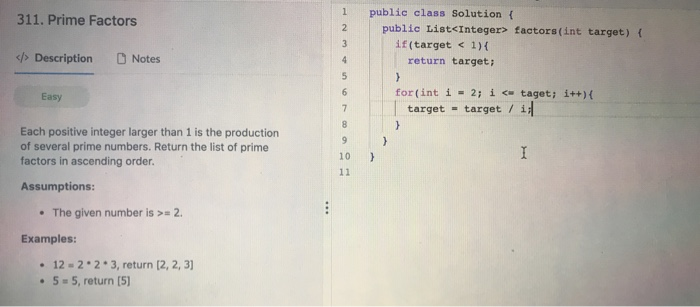 Solved 1 311. Prime Factors 2 public class Solution public | Chegg.com
