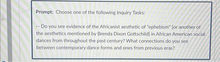 Prompt: Choose one of the following Inquiry Tasks: -- | Chegg.com