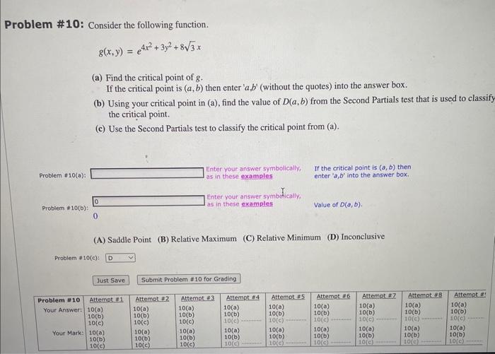 Solved Problem \#10: Consider the following function. | Chegg.com