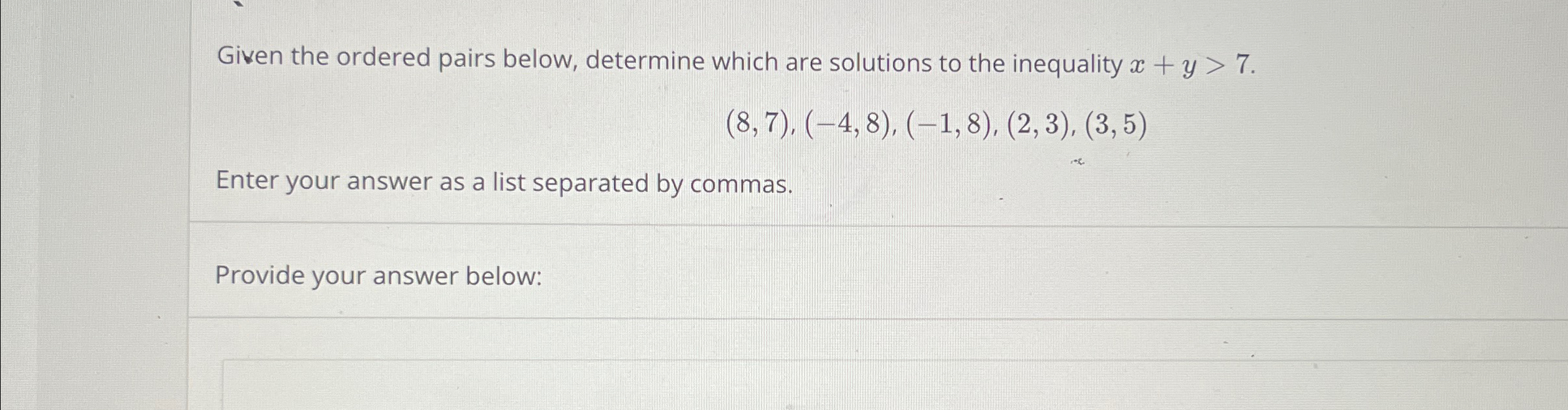 Solved Given the ordered pairs below, determine which are | Chegg.com