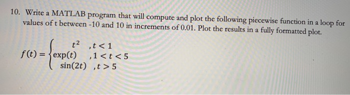 Solved 10. Write a MATLAB program that will compute and plot | Chegg.com