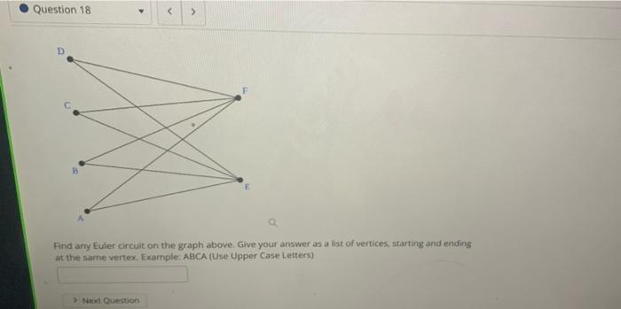 Solved Question 18 F Find any Euler circuit on the graph | Chegg.com