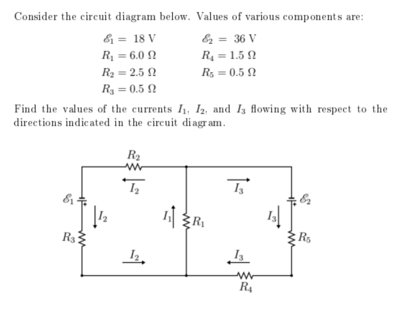 Solved Consider the circuit diagram below. Values of various | Chegg.com