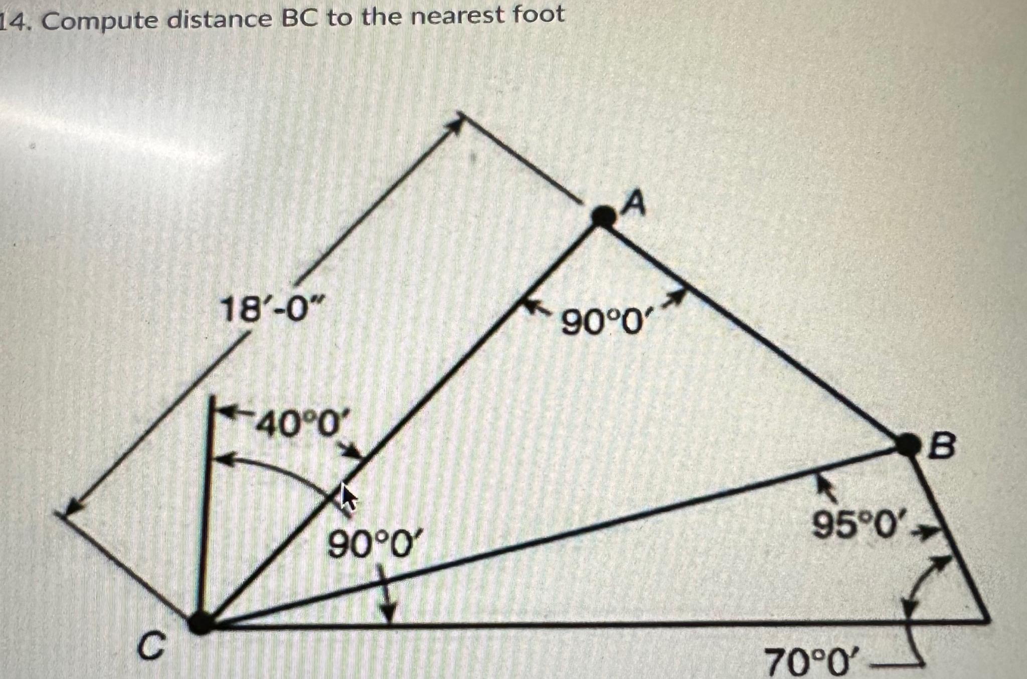 Solved Compute distance BC ﻿to the nearest foot | Chegg.com
