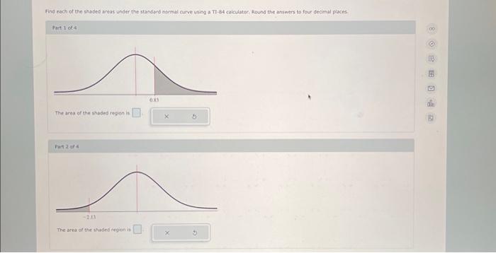Solved Find each of the shaded areas under the standard | Chegg.com