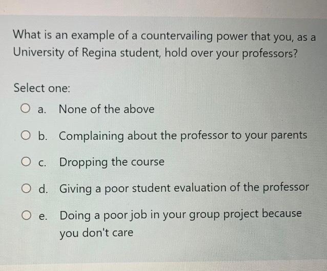 Solved What is an example of a countervailing power that | Chegg.com