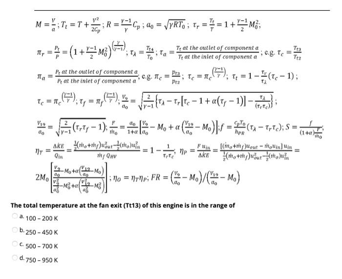 Solved Problem for Q14-Q17 An ideal turbofan engine has the | Chegg.com