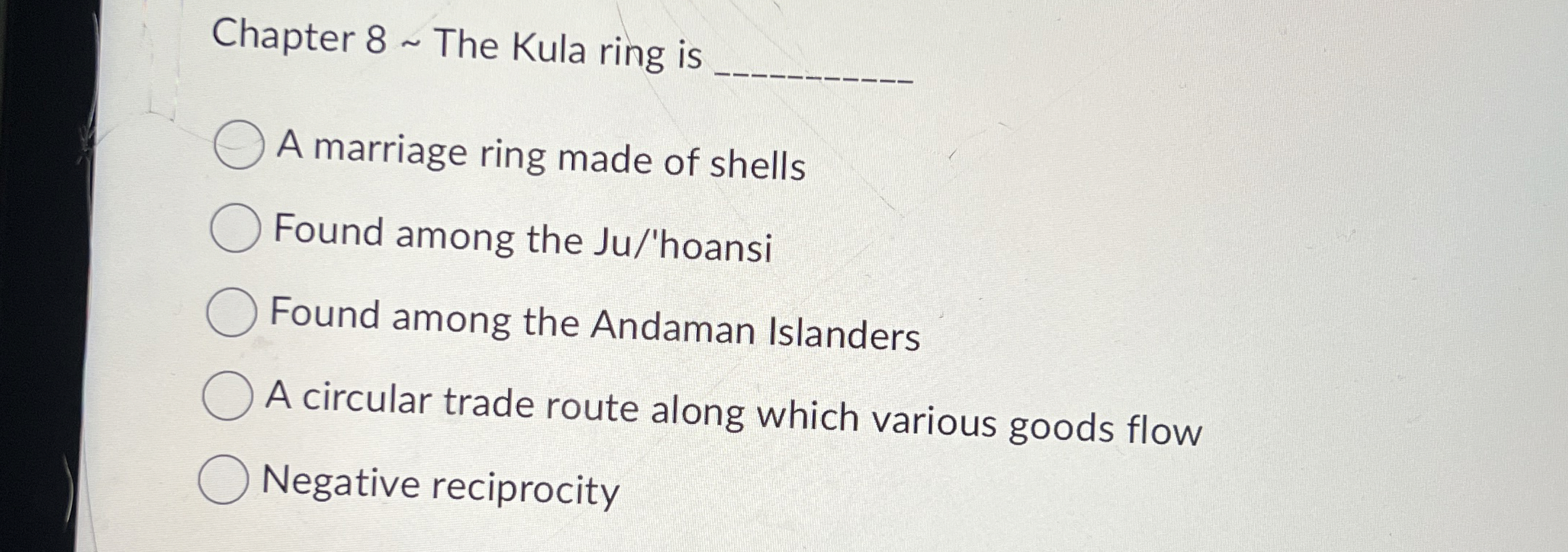 Solved Chapter 8∼ ﻿The Kula ring is q,A marriage ring made | Chegg.com
