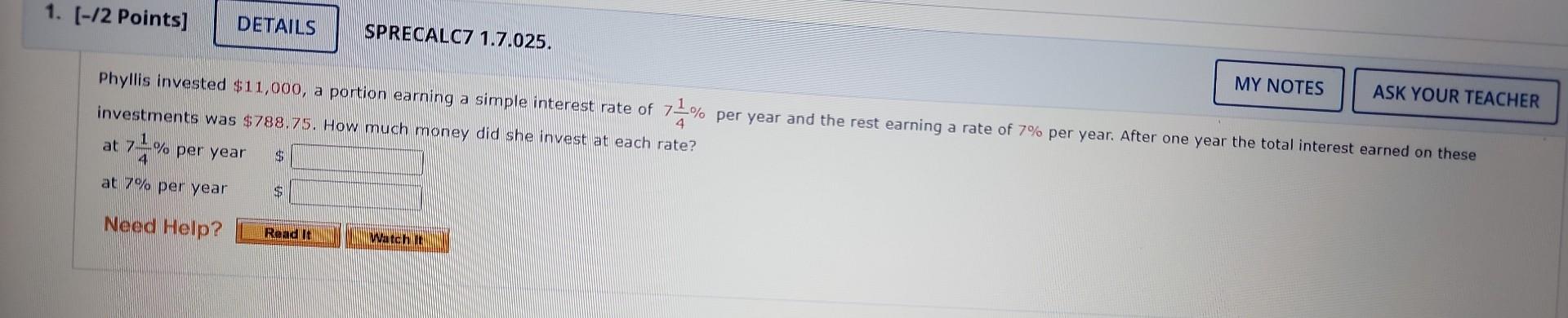 Solved Phyllis invested $11,000, a portion earning a simple | Chegg.com