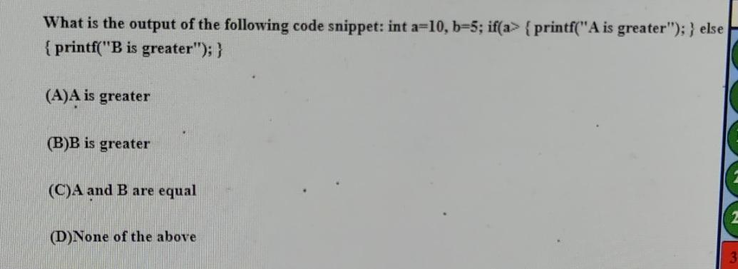 Solved What is the output of the following code snippet: int | Chegg.com