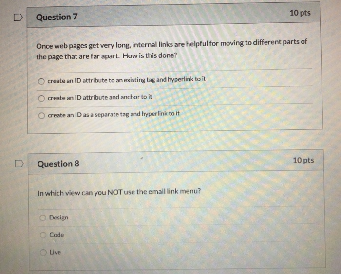 Solved Question 1 10 pts The hyperlink pseudo-class which | Chegg.com