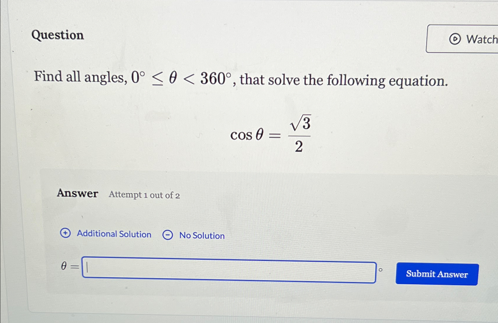 Solved QuestionWatchFind all angles, 0°≤θ