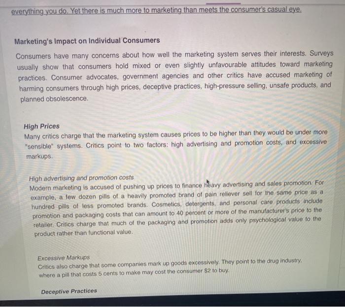 Solved Assignment Social Criticism of Marketing Marketing | Chegg.com