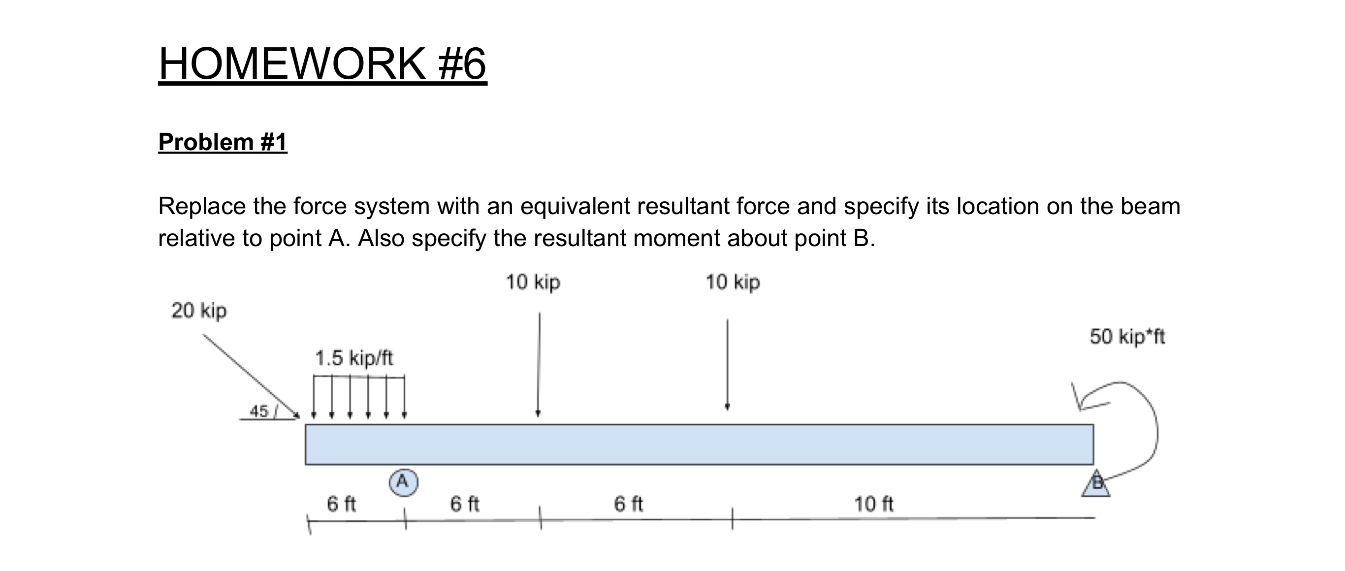 Solved HOMEWORK #6Problem #1Replace the force system with an | Chegg.com