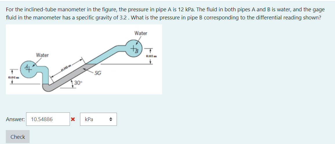 Solved For the inclined-tube manometer in the figure, the | Chegg.com