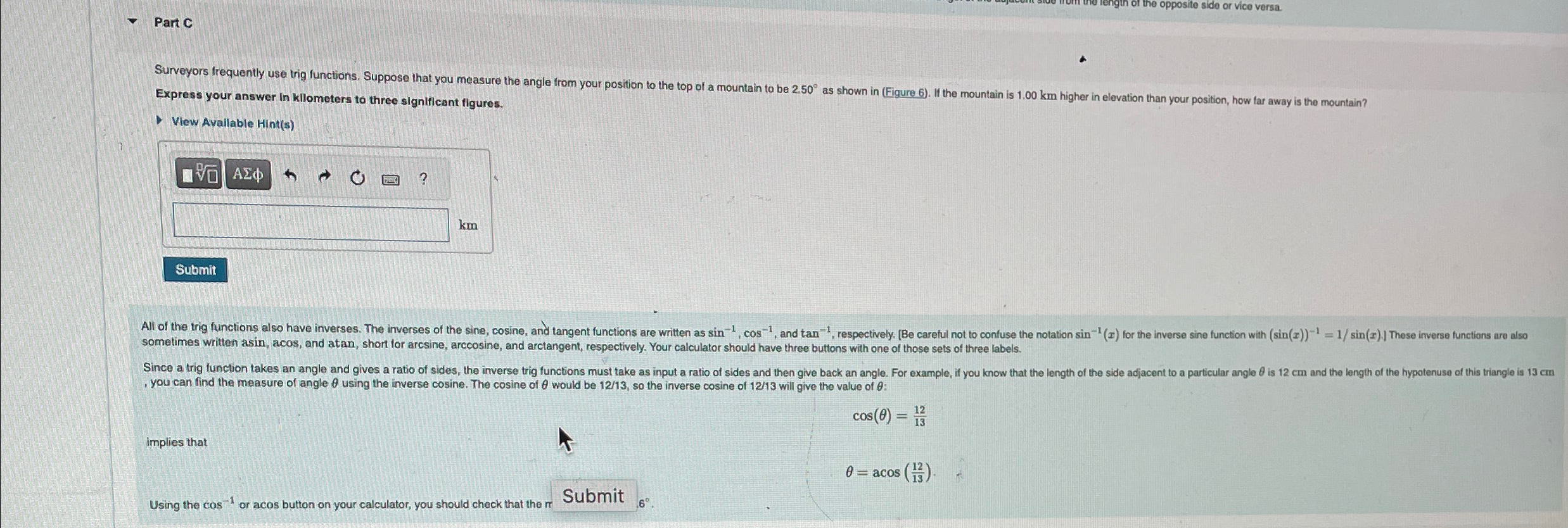 Solved Part CSurveyors frequently use trig functions. | Chegg.com