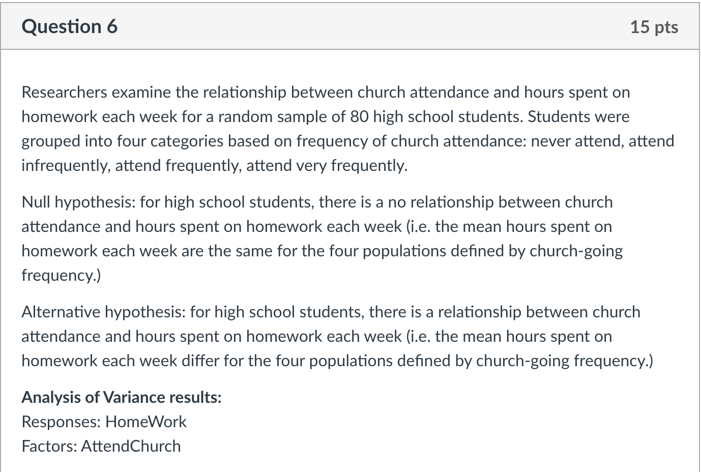 Solved Response Statistics by FactorANOVA TableTo check | Chegg.com