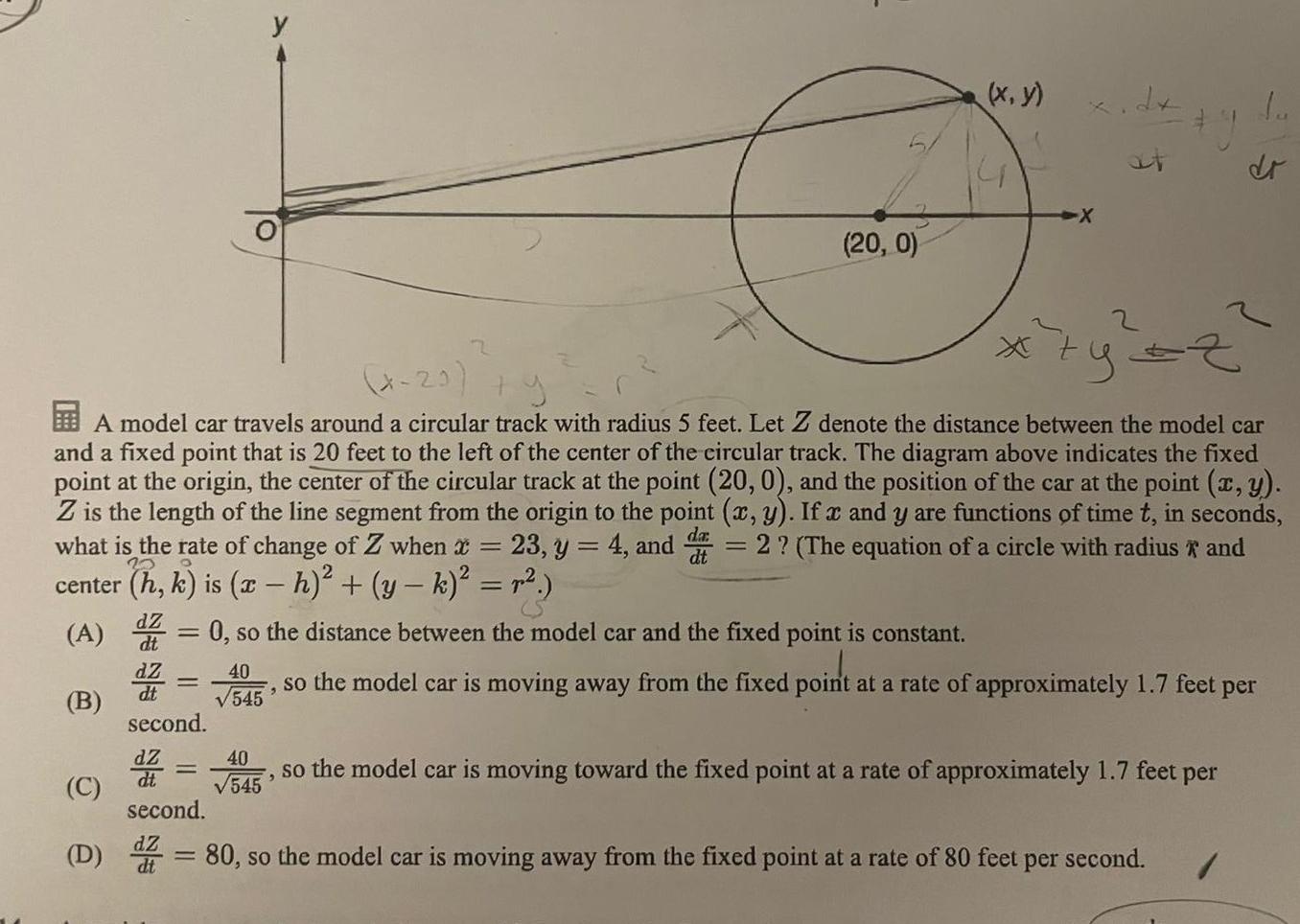 Solved A model car travels around a circular track with | Chegg.com