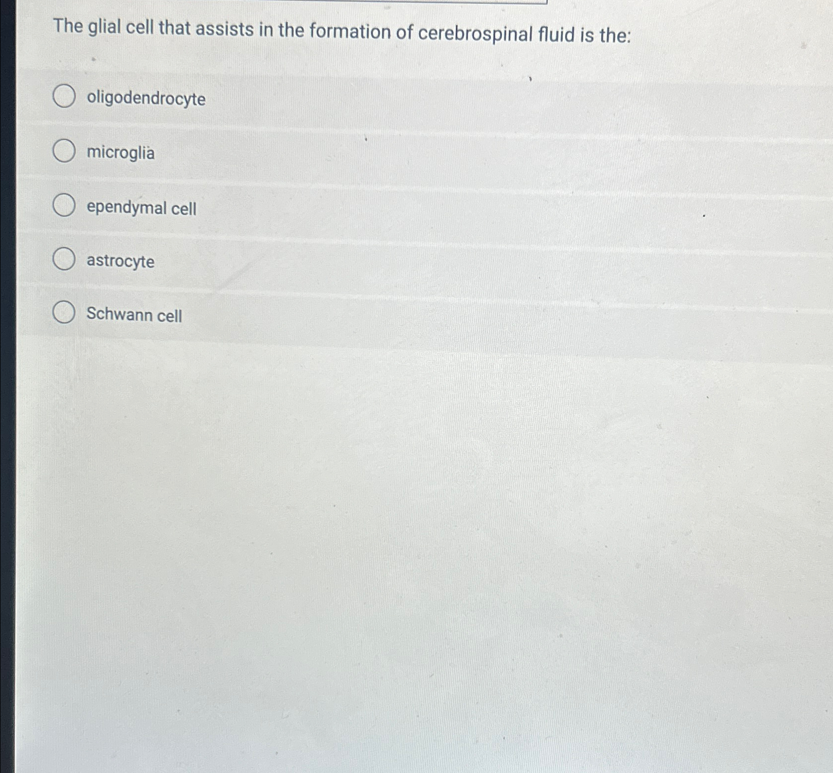 Solved The glial cell that assists in the formation of | Chegg.com