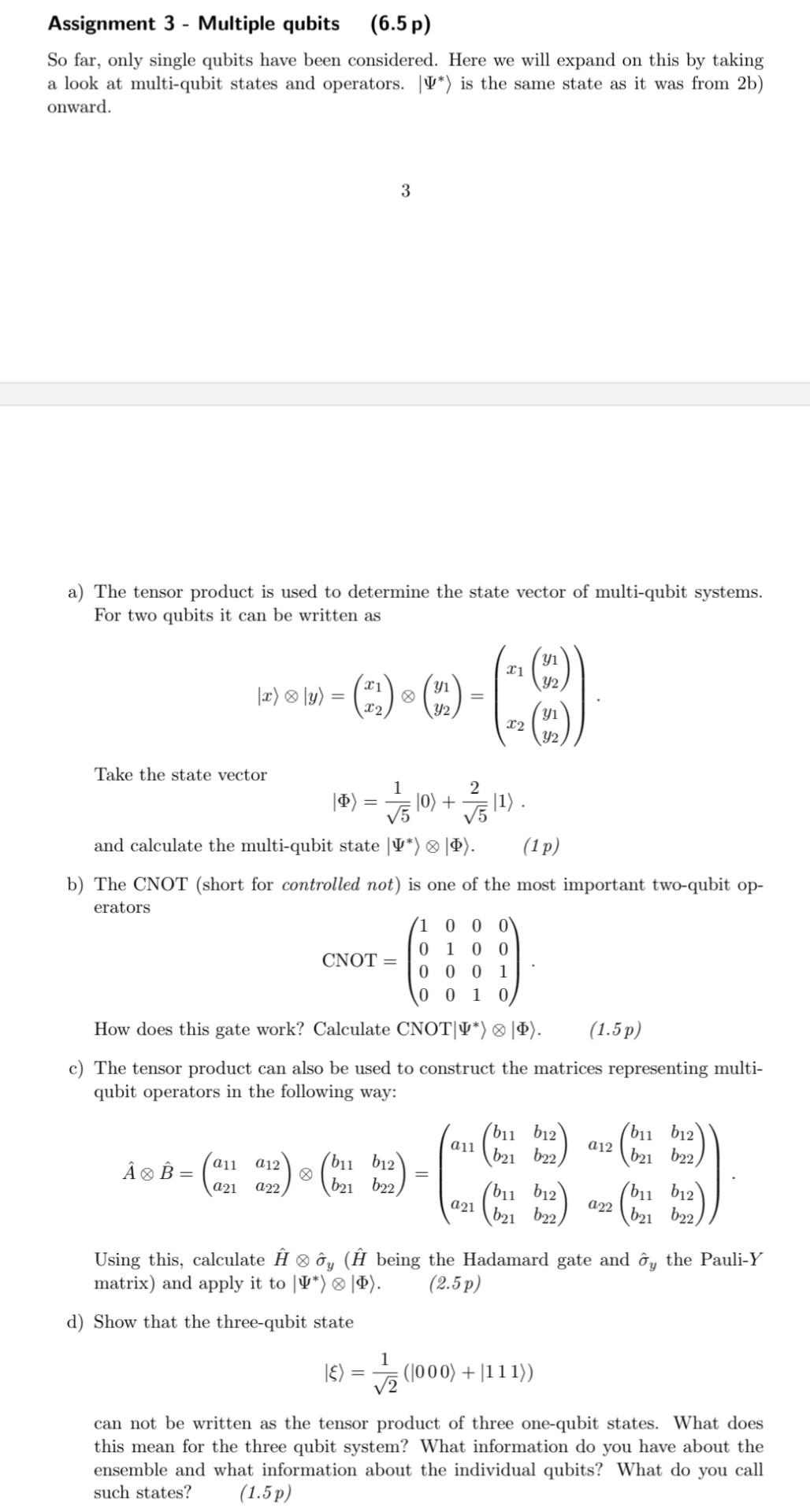 Solved Assignment 3 - Multiple qubits (6.5p) So far, only | Chegg.com