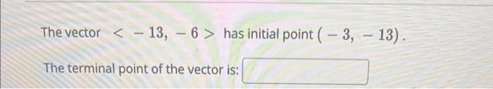 Solved The vector has initial point (−3,−13). The | Chegg.com