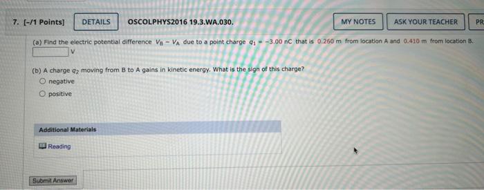 Solved (a) Find the electric potential difference VB−VA due | Chegg.com