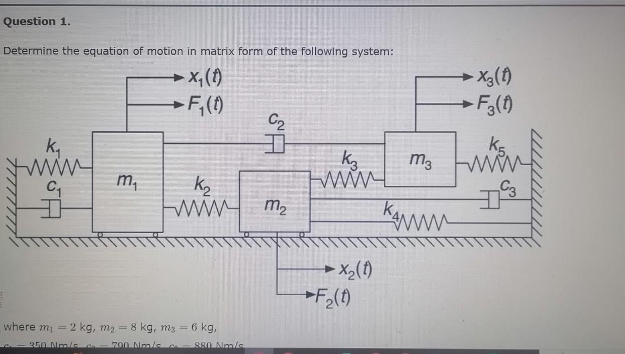 Solved Determine the equation of motion in matrix form of | Chegg.com