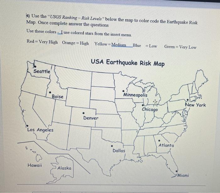 Solved 4) Use the "USGS Ranking - Risk Levels" below the map | Chegg.com