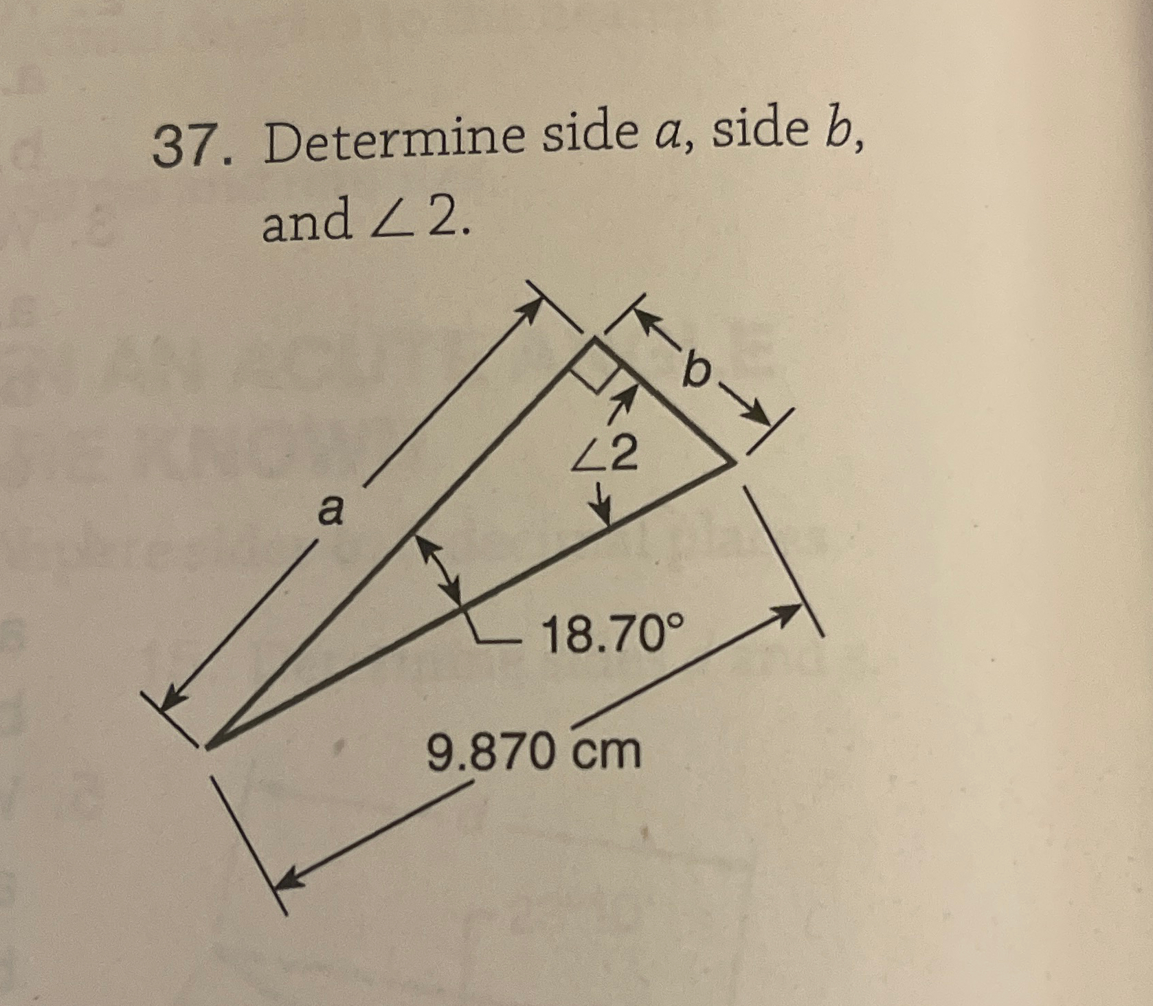 Solved Determine side a, ﻿side b, ﻿and ??2. | Chegg.com