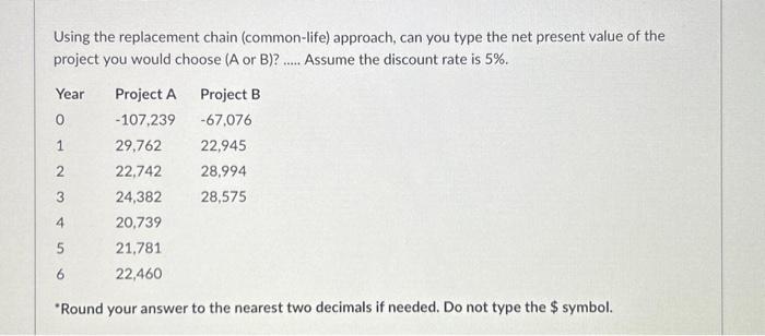 Solved Using the replacement chain (common-life) approach, | Chegg.com