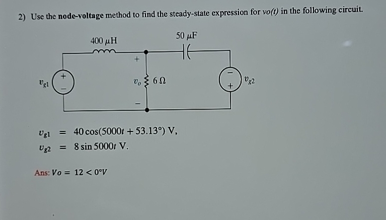 Solved Use the node-voltage method to find the steady-state | Chegg.com