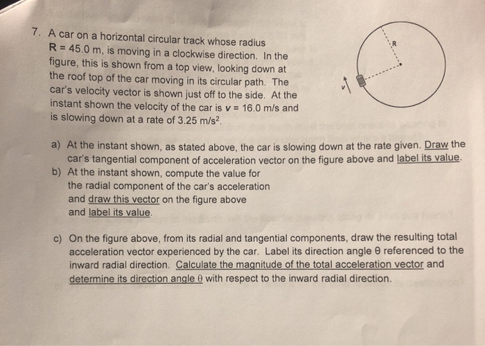 Solved 7 A Car On A Horizontal Circular Track Whose Radius