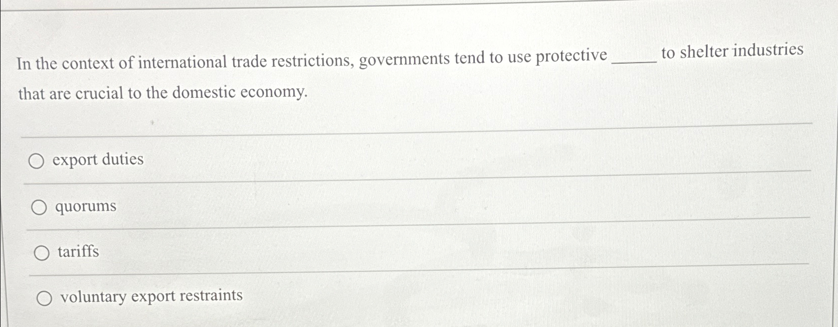 Solved In the context of international trade restrictions, | Chegg.com