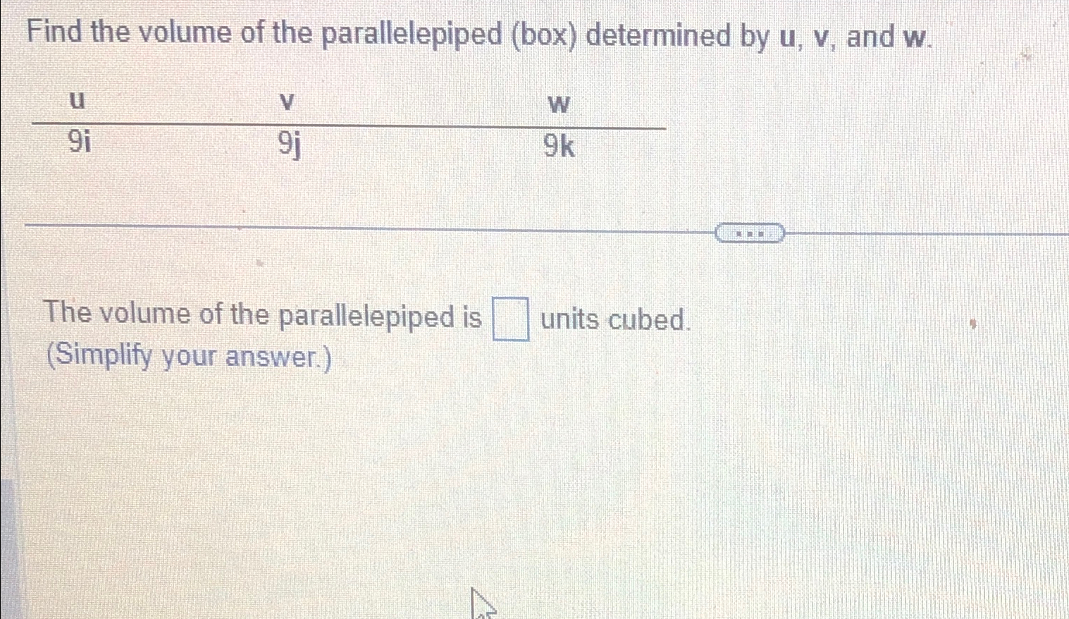 Solved Find the volume of the parallelepiped (box) | Chegg.com