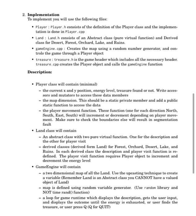 2. Implementation To implement you will use the | Chegg.com
