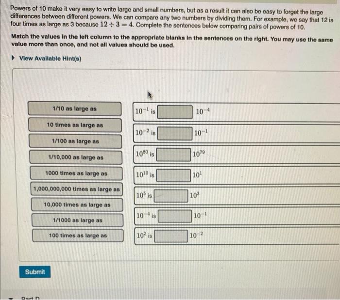 Solved Powers of 10 make it very easy to write large and | Chegg.com