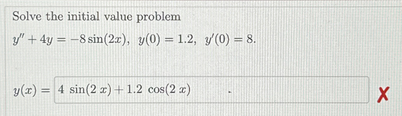 Solved Solve the initial value | Chegg.com