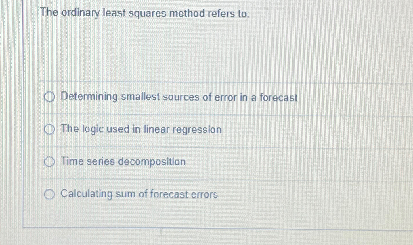 Solved The ordinary least squares method refers | Chegg.com
