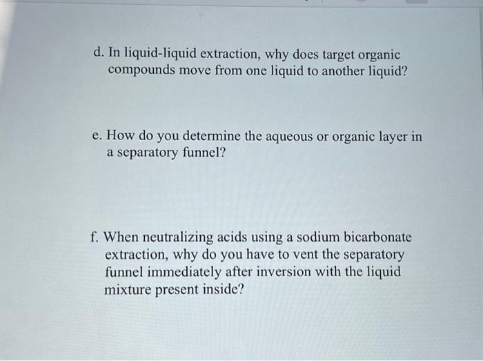 Crystallization and Extraction Lab Questions a. What | Chegg.com