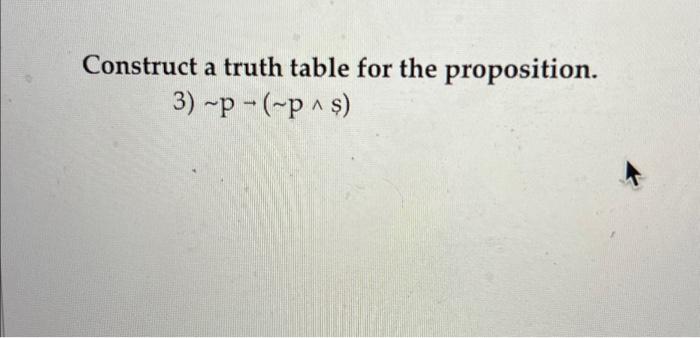 Solved Construct a truth table for the proposition. 3) | Chegg.com