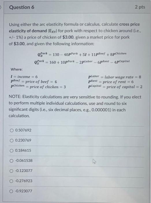 Solved Using either the arc elasticity formula or calculus, | Chegg.com