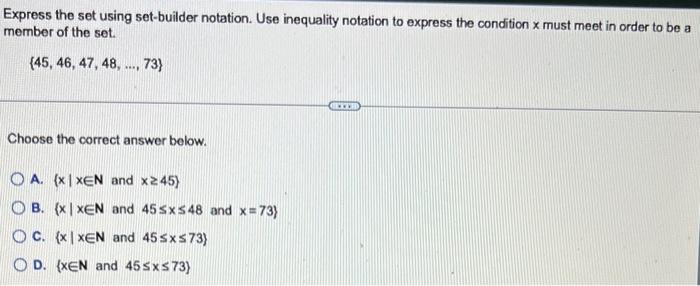 Solved Express the set using set-builder notation. Use | Chegg.com