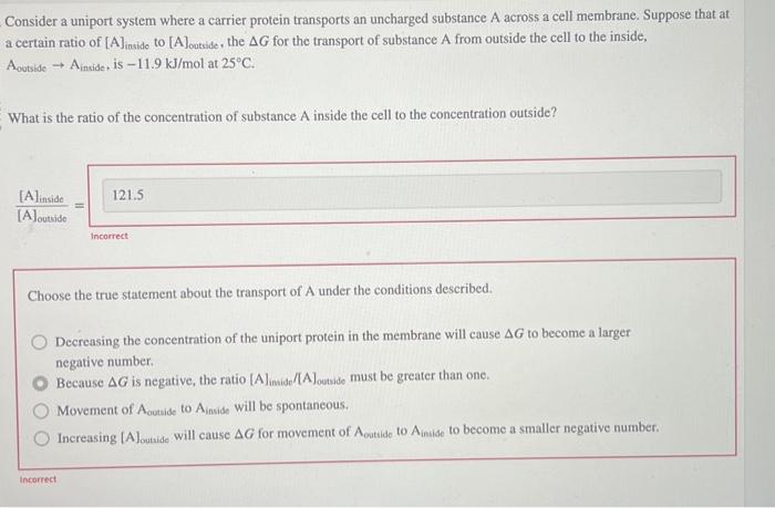 Solved Consider a uniport system where a carrier protein | Chegg.com
