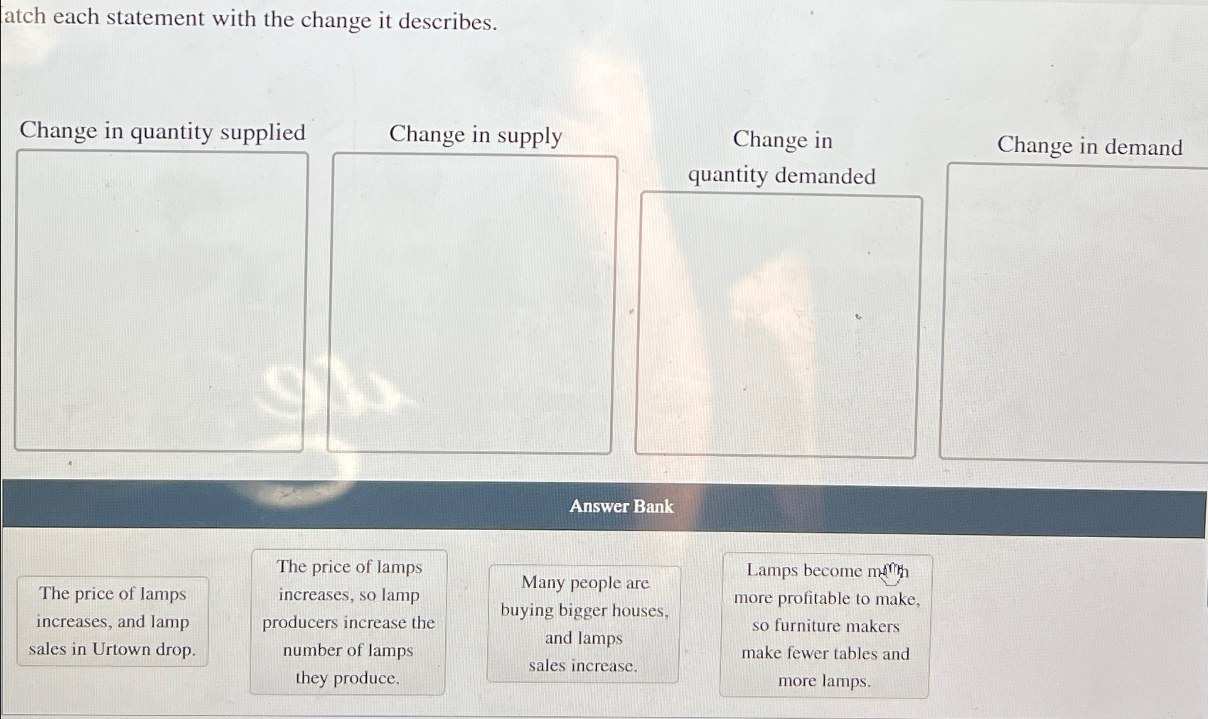 Solved atch each statement with the change it | Chegg.com