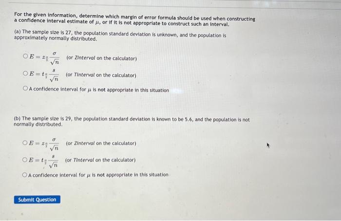 Solved For the given information, determine which margin of | Chegg.com