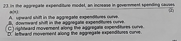 Solved In the aggregate expenditure model, an increase in | Chegg.com