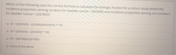 Solved Which of the following uses the correct formula to | Chegg.com